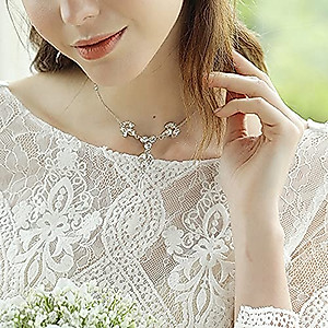 JWICOS Dainty Back Necklace Sexy Crystal Pearl Backdrop Y Necklace Back Necklace Wedding Jewelry for Women and Bride (Silver)
