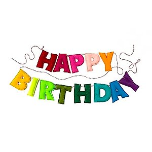 Happy Birthday Felt Fabric Garland | Rainbow Birthday Banner | Reusable Birthday Decoration | Colorful Festive Birthday Party Supply