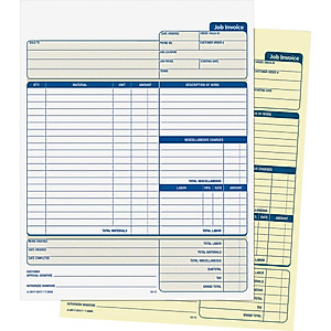 Adams Job Invoice Forms, 2-Part Carbonless, For Service and Repair Billing, 100 Individual Sets Per Pack (NC2817), White, 8-1/2 x 11Inches