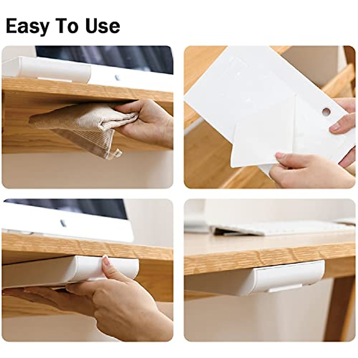 2 Pcs Under Desk Storage Drawers, Undermount Drawer Small Desk Organizer Stick On Desk Drawer Attachment, Hidden Plastic Storage Under Shelf Pull Out Drawers Trays for Office School Home S & L