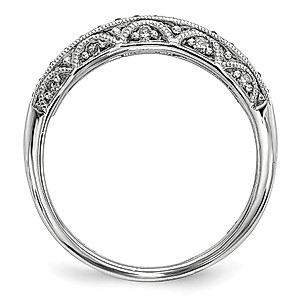 Size 7 Solid 925 Sterling Silver Black and White Diamond Ring (3mm) (.3ct.)