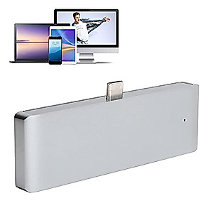USB C Hub, 4in 1 Type C Hub Docking Station Type‑C to HD Multimedia Interface+Audio3.5+USB3.0+USB-C Adapter with Aluminium Alloy Material for Laptop, PC, Computer, Mobile HDD, Flash Drive