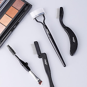MSQ Eyebrow Brush and Comb Folding Eyelash Brush Eyelash Separator Eye Brow Comb & Spoolie Brush Professional Mascara Brushes Eye Makeup Tools Set 4PCS