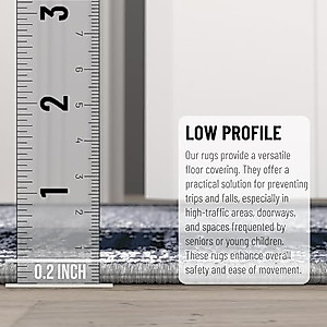 Ottomanson Ottohome Non-Slip Rubberback Bordered Design 2x3 Indoor Area Rug/Entryway Mat, 2'3" x 3', Gray/Navy