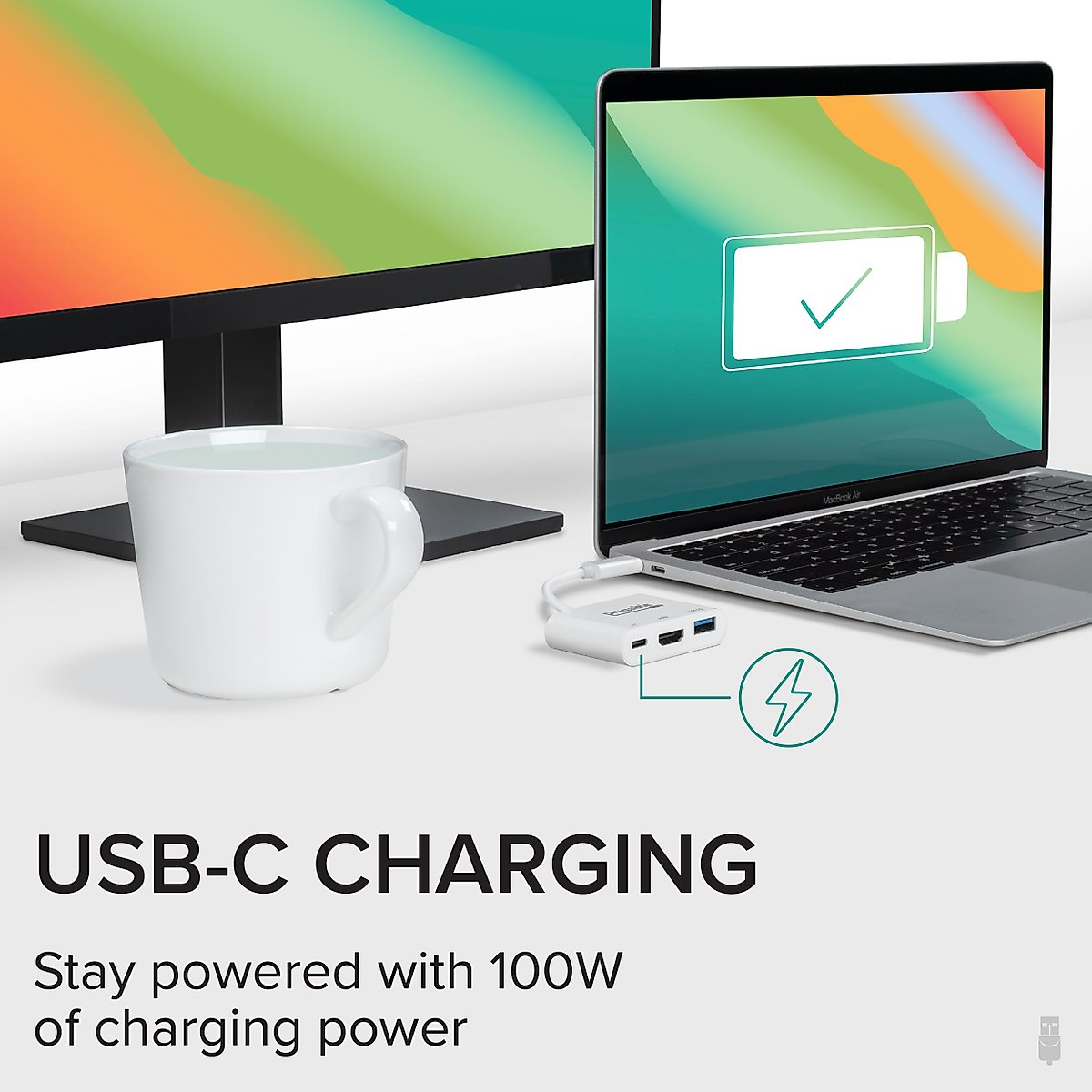 Plugable USB C to HDMI Multiport Adapter, Driverless 3-in-1 Hub with 4K HDMI Output, USB 3.0 and USB-C Charging Port, Compatible with MacBook, Chromebook, Dell XPS, Thunderbolt 3 and More
