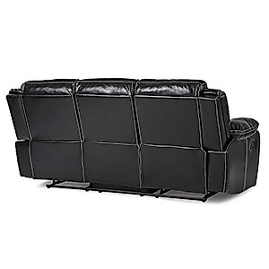 Lexicon Warrenton Leather Gel Matched Manual Double Reclining Sofa, 87.5" W, Black