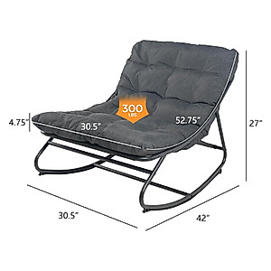 Grand patio Rocking Chair Indoor and Outdoor, Metal Patio Lounge Rocking Chair with Thick Cushion, Comfy Modern Rocker for Living Room Porch Backyard