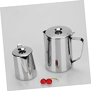 Zerodeko Cold Water Jug Latte Art Pitcher Milk Froth Pitcher Milk Frothing Cup Pulling Coffee Flowers Cup Iced Tea Mugs Espresso Cup Coffee Machine Milk Frother Cup Stainless Steel Silver