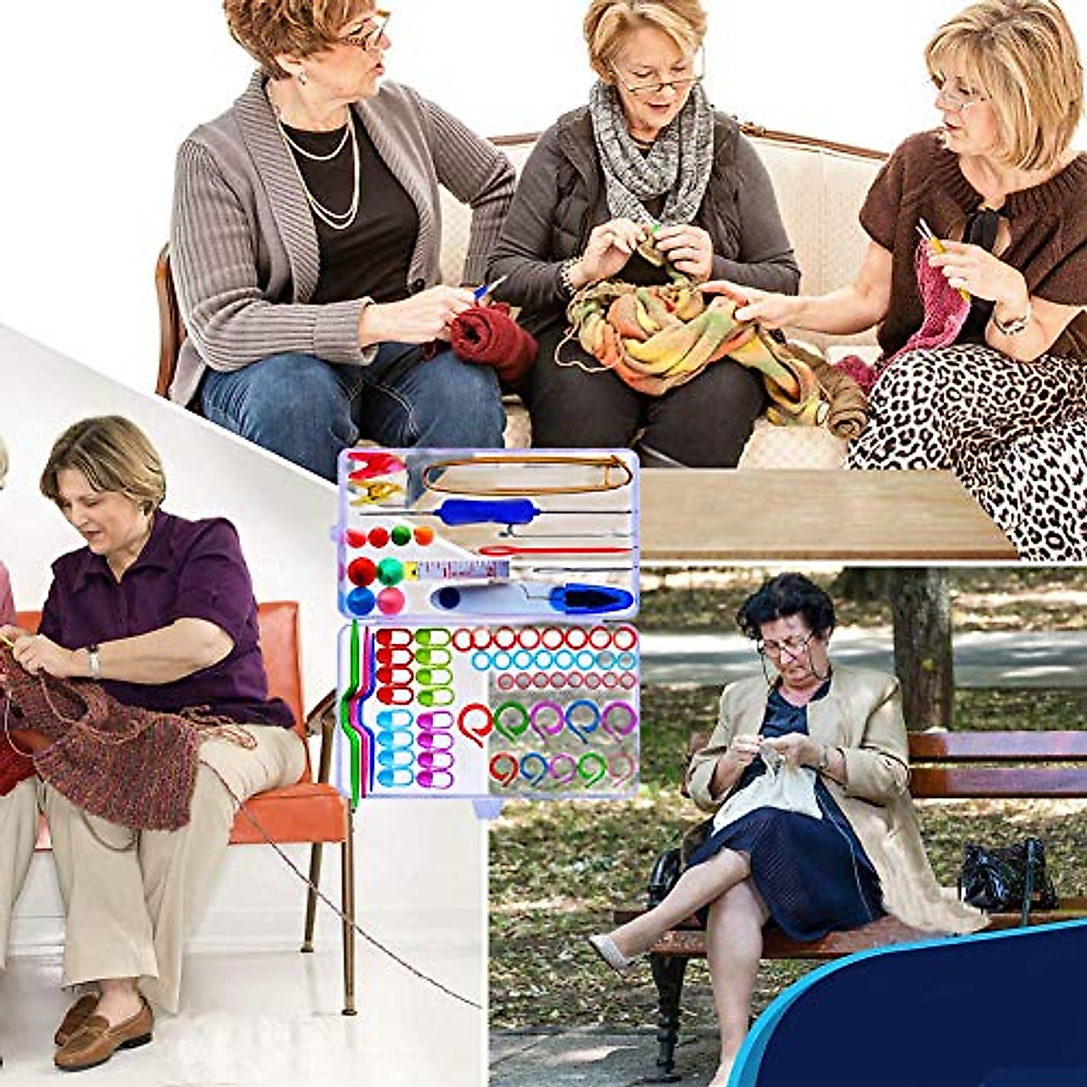 94 PCS Knitting Tool Accessory Kit Sewing Knitting Crochet Accessories Supplies Tools Needles Kit Crochet Starter with Stitch Holders Lock Markers Ring Markers Knitting Sewing Needles Scissors Cable