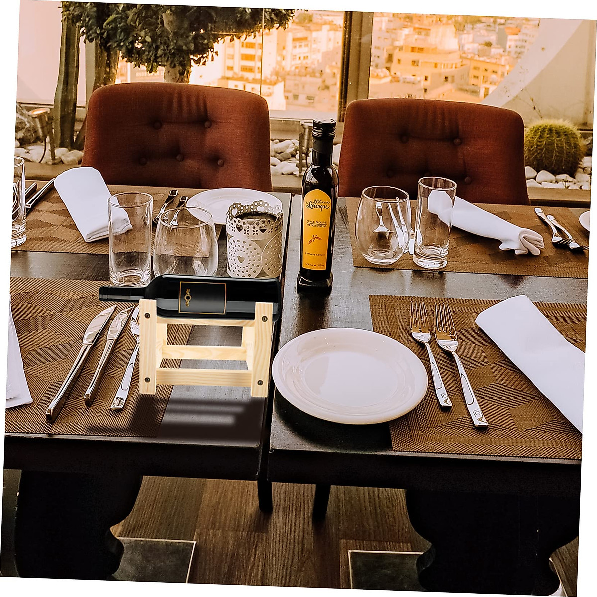 Homoyoyo Wooden Wine Bottle Rack Wood Wine Bottle Rack Wine Holder Freestanding Bottle Holder Wood Wine Rack Tabletop Wine Table Top Display Stand Solid Wood Storage Rack