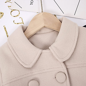 CM C&M WODRO Girls Dress Coat Kids Winter Warm Jacket Long Sleeve Button Trench Coat Pocket Long Peacoat Outerwear 2-7 Years (Beige, 6-7 Years)
