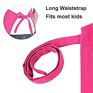 TOPTIE Kids Apron and Chef Hat Set, Adjustable Cotton Child Cooking Kitchen Apron, S-XXL-Hot Pink-S