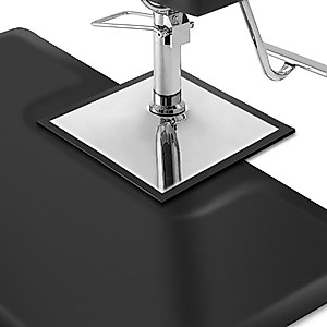 Saloniture 3 ft. x 5 ft. Barber & Salon Floor Mat for Square Chair Base - 1/2 in. Thick Black Rectangle Anti-Fatigue Stylist Station Mat