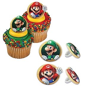 Bakery Crafts DecoPac Super Mario Cupcake Ring Party Favor Decorations, Random Assortment (24 Pack)