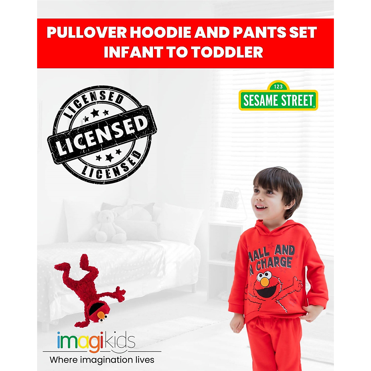 Sesame Street Elmo Infant Baby Boys Fleece Pullover Hoodie & Pants Red 24 Months