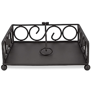 Scroll Design Flat Napkin Holder (Black), By Home Basics / With Weighted Pivoting Arm | Table Napkin Holder / Napkin Holders For Kitchen