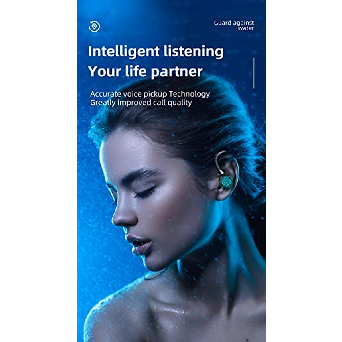 QLXAQLX True Wireless Earbuds via Bluetooth,Running,Working, Headphones,Waterproof and Dust Resistant, up to 50h Battery Life, Black