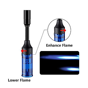 Torch Lighter 360° Rotation Adjustable Single Jet Flame, Flexible Refillable Lighter for Hob Stove Oven Fireplace Grills BBQ Outdoor (Butane No Included) (Black,One Size)