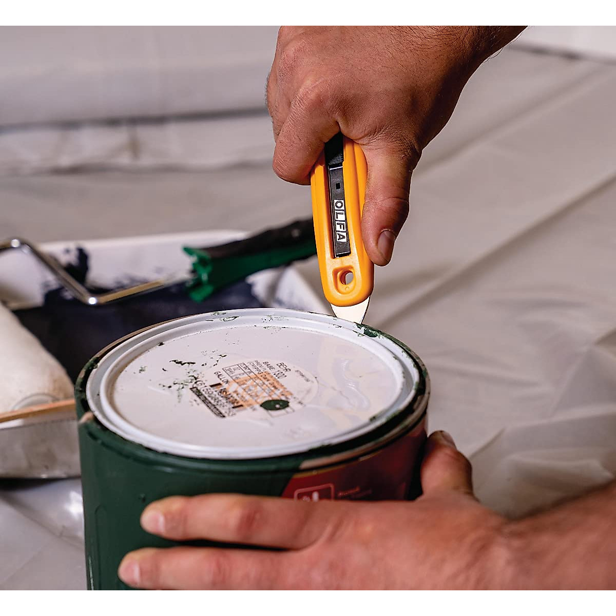OLFA Self-Retracting Safety Utility Knife (SK-9) - Multi-Purpose Semi-Auto Box Cutter w/ Self Retractable Blade & Tape Splitter Pick, Replacement Blades: OLFA SKB-2, SKB-2S, RSKB, & HOB Safety Blades