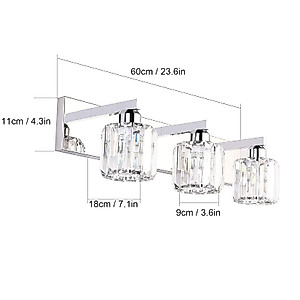 Aipsun Crystal Vanity Light Fixtures Modern Vanity Light for Bathroom Crystal Bathroom Lighting Fixture Wall Light Over Mirror 3 Lights(Not Include Bulb)