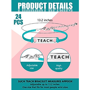 24 Pieces Teach Blessing Bracelets Colorful Greeting Bracelets Graduation Gifts for Women Men Teacher Appreciation Bracelet Graduation Gift Blessing Teacher's Day Gift Presents (Novel Style)