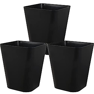 Small Bathroom Trash Can Plastic Garbage Can Square Waste Basket Trash Bins Container Bins for Bathroom, Office, Dorm Room, Home Office, Under Desk, Kitchen, Bedroom, 3 Pack, Black