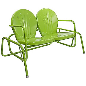 Northlight Outdoor Retro Metal Tulip Double Glider Patio Chair, 48.25", Lime Green
