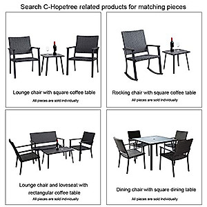 C-Hopetree Outdoor Rocking Chair for Outside Patio Porch, Metal Frame, Black All Weather Wicker