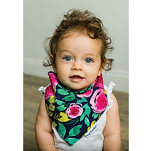 Tiny Twinkle Bandana Scarf Bibs 4 Pack - Water Resistant and Absorbent Infant Drool and Teething Bandana Baby Bib (Black and White 4-Pack)