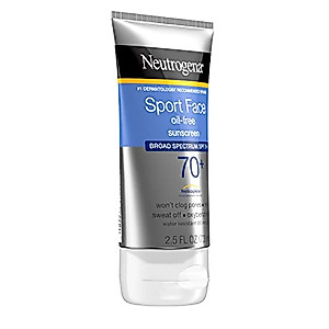 Neutrogena Sport Face Sunscreen SPF 70+, Oil-Free Facial Sunscreen Lotion with Broad Spectrum UVA/UVB Sun Protection, Sweat-Resistant & Water-Resistant, 2.5 fl. oz