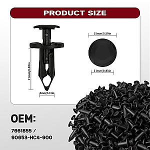 Xislet 200 Pcs UTV Nylon Fender Clips/Body Rivets Compatible with Polaris 7661855 Ranger RZR Can-Am Kawasaki Teryx Honda Pioneer 90653-HC4-900 Suzuki Sportsman ATV Fastener with Tool