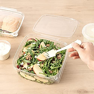 Restaurantware Tamper Tek 64 Ounce Take Out Containers 100 Tamper-Evident Deli Containers - Hinged Lid Freezable Clear Plastic Meal Prep Containers Disposable For Carry Out Or Lunches