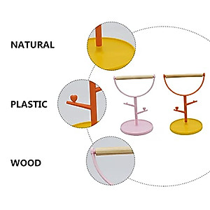 Ipetboom Wooden Toys Wooden Parrot Perches Stand Platform: 2Pcs Bird Playground Parrot Playstand Bird Hanging Swing Toy Parrot Bite Play Toy Birds Cage Accessories Desktop Toys Chew Toys