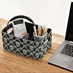 Skulls Storage Basket Felt Storage Bin Collapsible Towel Storage Convenient Box Organizer for Kids Bedroom Magazine