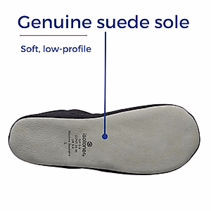 isotoner Women's Satin Ballerina Slippers with Soft Tie Bow and Suede Sole Ballet Flat, Navy Blue, 9.5-10.5