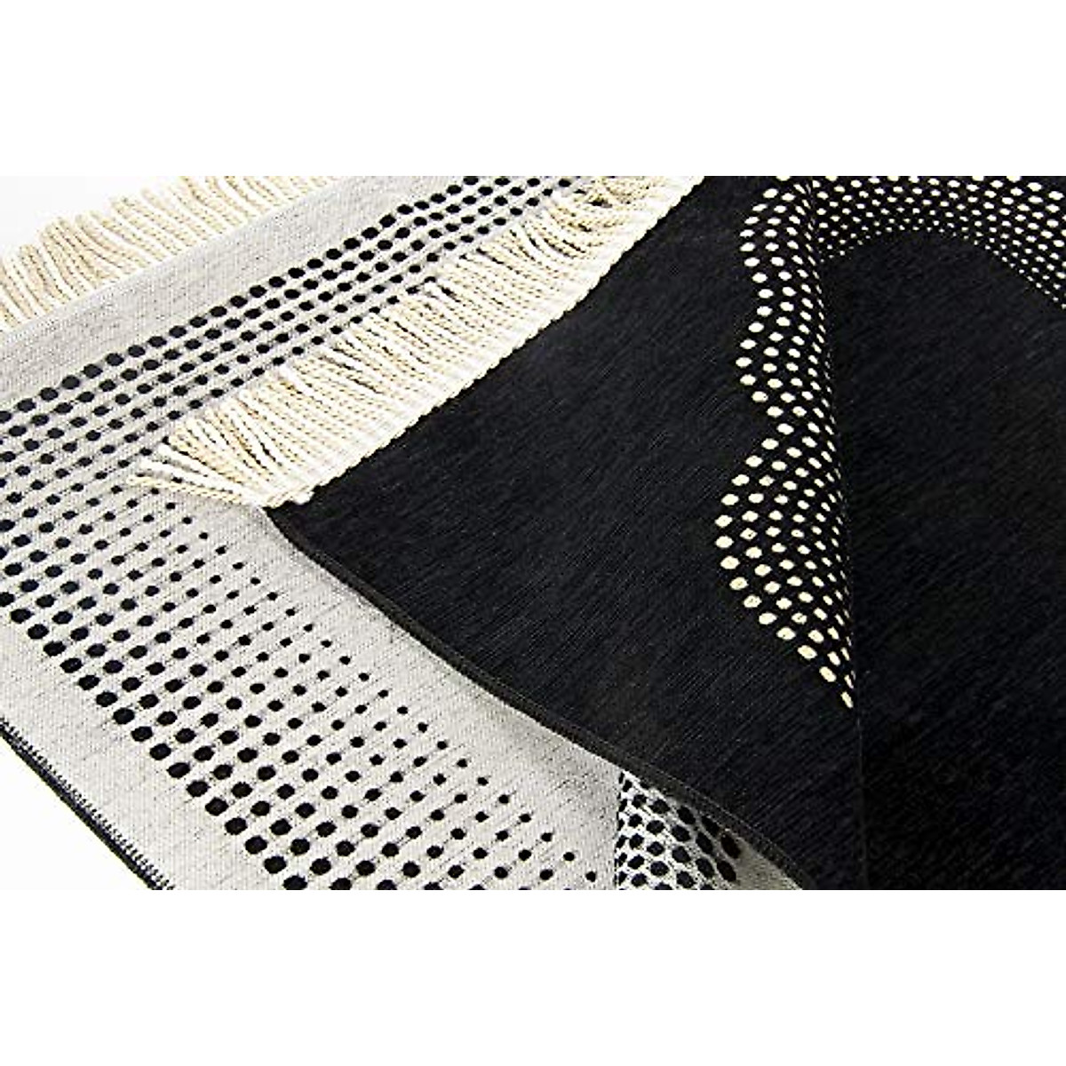 Muslim Prayer Rug with Prayer Beads | Janamaz | Sajadah | Soft Islamic Prayer Rug with Mihrab Design | Islamic Gifts | Prayer Carpet Mat, Chenille Fabric, Black