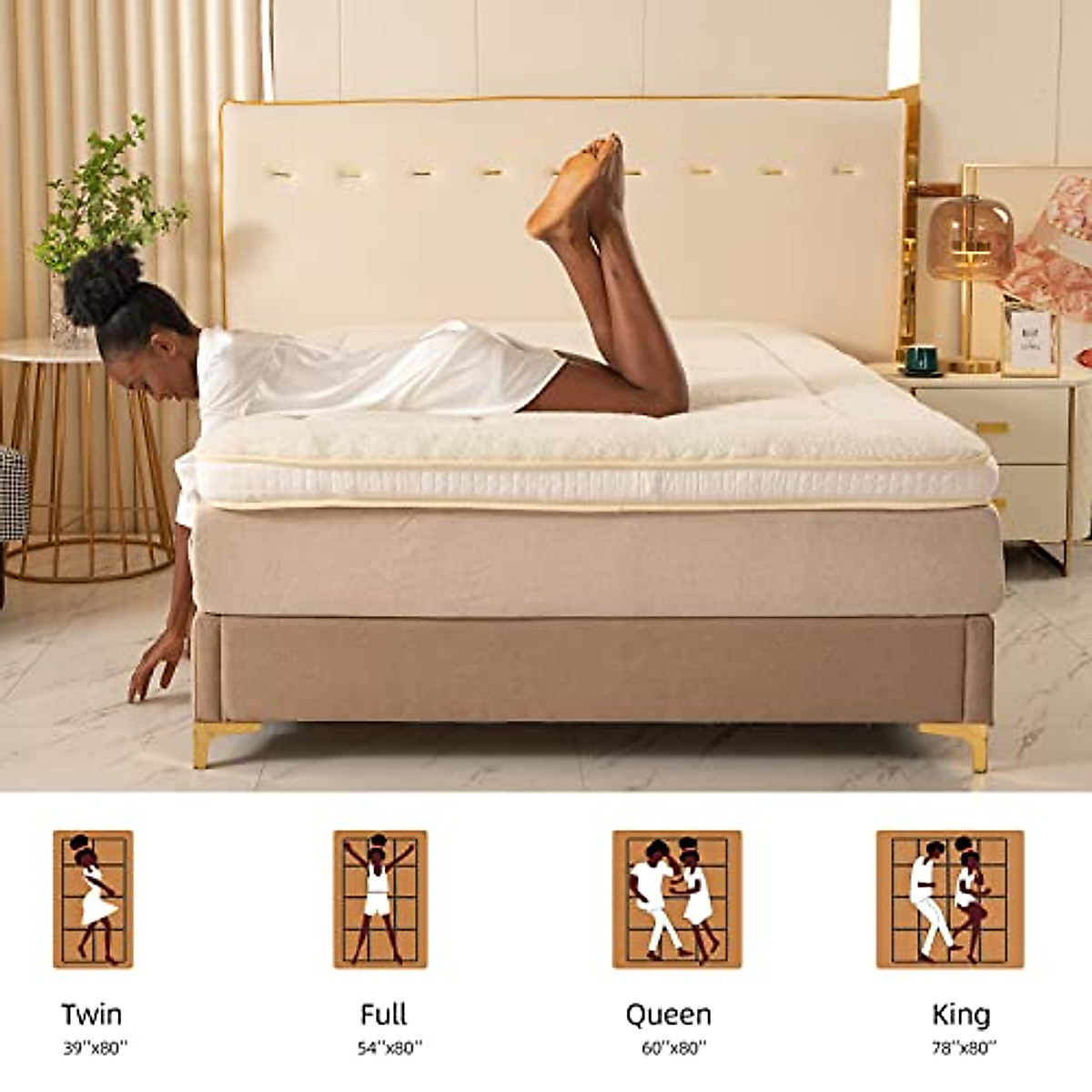 MAXYOYO Japanese Bed Futon Mattress Full Size, Floor Futon Bed Foldable Mattress for Floor Double Mattress Roll Up Guest Bed Mattress, Upgraded Ultra Soft Fluffy Full Beige Mattress