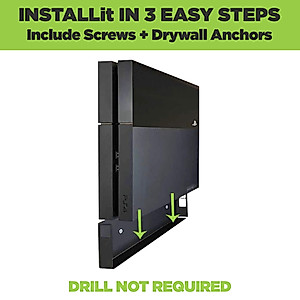 HIDEit Mounts 4 Wall Mount for Original PS4 - Patented in 2016, American Company - Black Steel Wall Mount for PS4 Original to Safely Store PS4 Console Behind TV