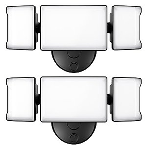 Olafus 60W Flood Lights Outdoor 2 Pack, Switch Controlled LED Security Lights 6000LM, 6500K Outside Floodlight, IP65 Waterproof Exterior Light Fixture for House, Yard, Garage, Wall/Eave Mount Black