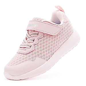 Weestep Little Kid Boys and Girls Lightweight Hook and Loop Running Sneaker, Pink, 2 Little Kid
