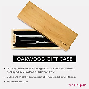 Laguiole California Carving Knife and Fork Set (11 inch) - Rosewood - Stainless Steel - Ergonomic Handles - Stored in a California Oakwood Gift Box