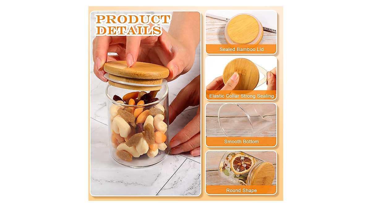 Zubebe 32 Glass Spice Jars with Bamboo Lids & Labels