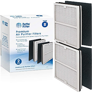 Fette Filter - 2PK Air Purifier Filter with Carbon Prefilter Compatible with Idylis B Models: AC-2125, AC-2126, IAP-10-125, IAPC-40-140, IAP-10-150, IAP-10-050, Compare to Part # IAF-H-100B Pack of 2