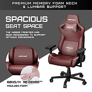Anda Seat Kaiser Frontier Maroon PVC Leather Gaming Chair - XL Premium Ergonomic Gamer Chair for Adults, Video Game Chairs with Memory Foam Neck Pillow & Lumbar Back Support - Office Computer Seat