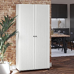 SystemBuild Evolution Kendall Fluted 36" Wide 2 Door Storage Cabinet, White