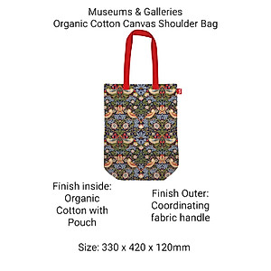 Museums & Galleries V&A (Victoria & Albert) Museum Strawberry Thief by William Morris Organic Cotton Canvas Tote Bag
