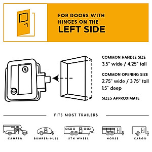 RVLock V4 Left Hand Keyless Handle w/Integrated Keypad & Fob