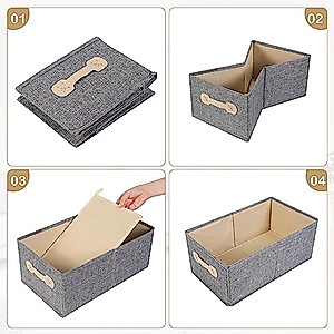 SOYOTA Stackable Storage Bins with 4 Pack ，Foldable Storage Containers Closet Organizer Set, Fabric Storage Boxes with Handles, Cube Linen Baskets for Home Bedroom Closet Office Nursery (P4)