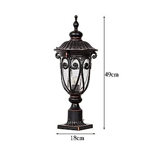 MODEBHD European Column Lamps E27 Pillar Lamp Outdoor Glass Floor Lamp Bottom Light Die-cast Aluminum Column Light IP55 Waterproof Pillar Post Light Garden Decoration Park Fence Garden Villa Lighting