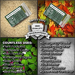 Swiss Safe Emergency Blankets for Survival Kit - Mylar Thermal Blankets - NASA-Designed Body Warmer for Camping, Hiking & Outdoor Activities, Bug Out Bag - 4 Pack w/Bonus Gold Foil Space Blanket Fit